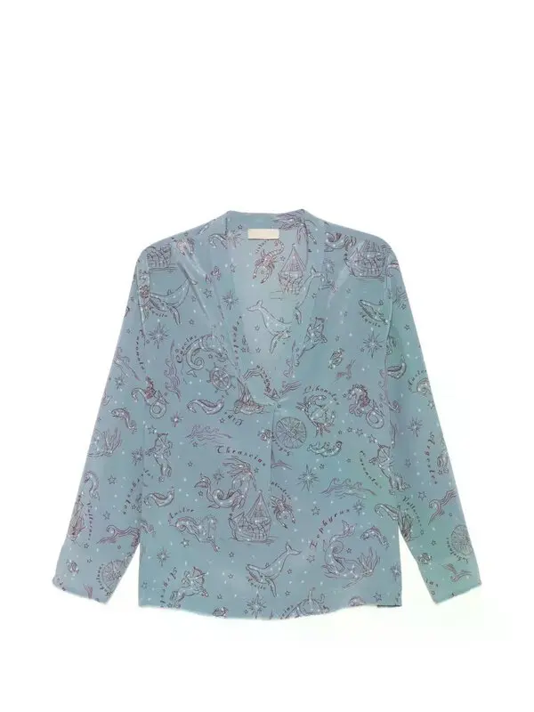 Momoni Astrological Print V-neck Blouse