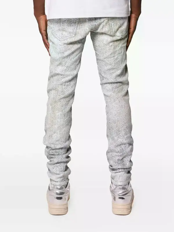 PURPLE BRAND Distressed Snake-print Jeans