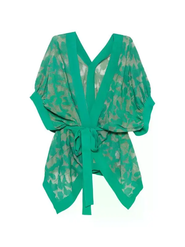 Liviana Conti Floral-lace Belted Kimono - Green