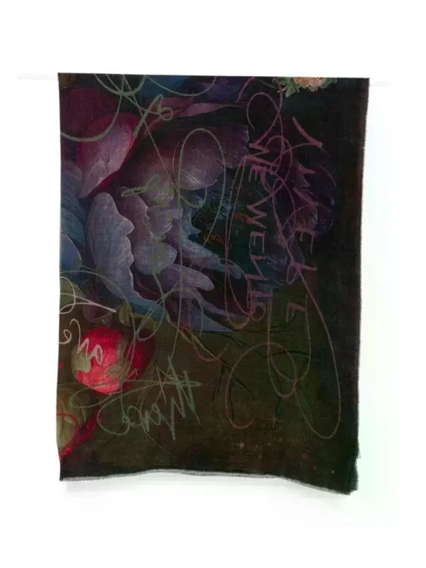 Faliero Sarti Memento Floral-print Frayed-edge Scarf - Brown