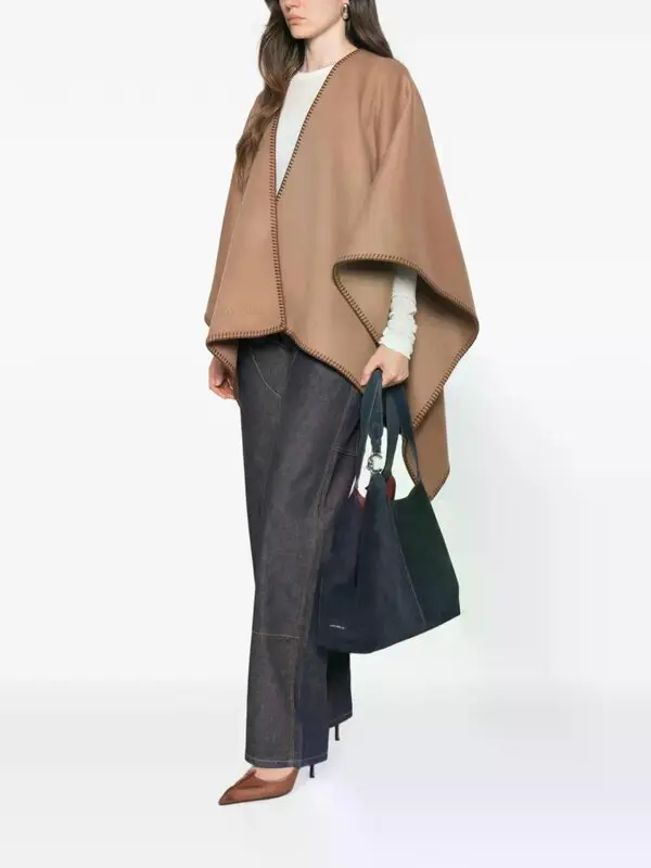 Max Mara Logo Embroidered Cape - Brown