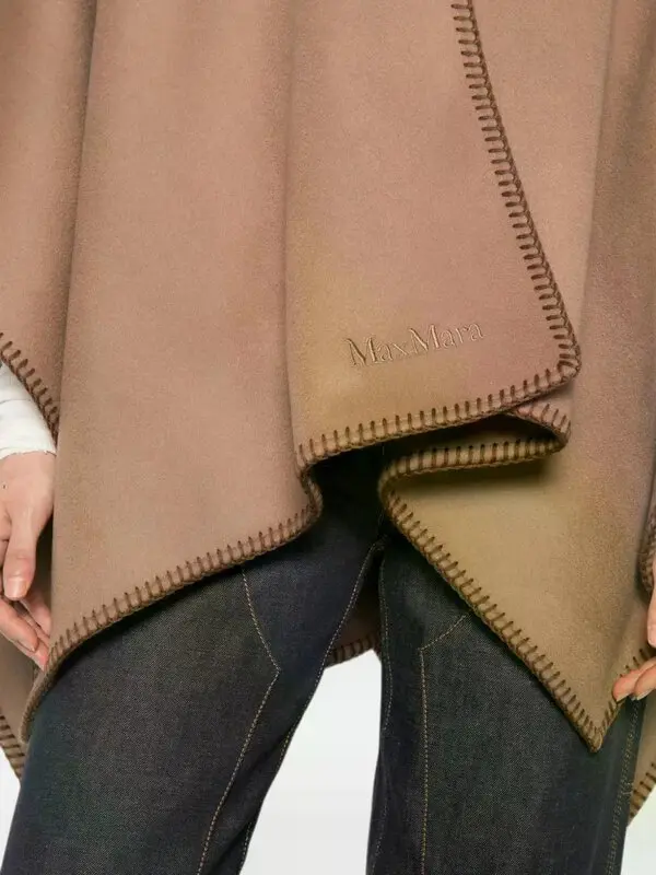 Max Mara Logo Embroidered Cape - Brown