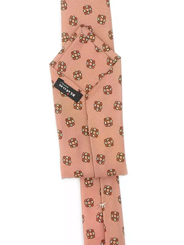 Kiton Silk Floral Pattern Neck Tie - Pink