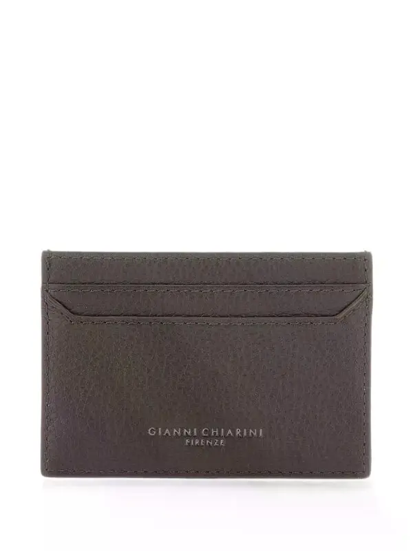 GIANNI CHIARINI Hammered Leather Card Holder - Brown