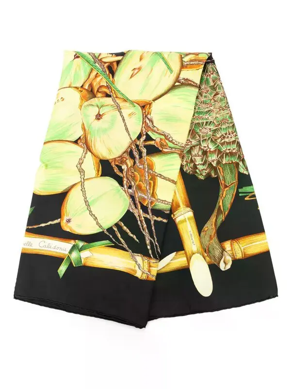 Hermès 1994 Jardin Creole Silk Scarf 90 Scarves - Black