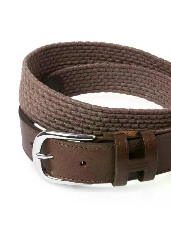 HACKETT LONDON Braided Leather-trim Belt