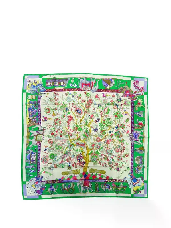 Hermès 20th Century Fantaisies Indiennes Silk Scarf 90 Scarves - Green
