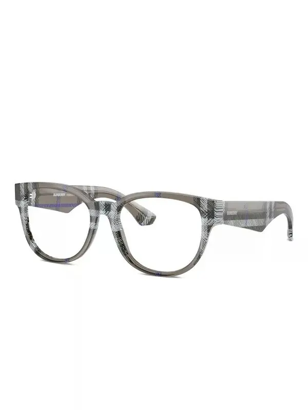 Burberry Check Pattern Round Glasses - Grey