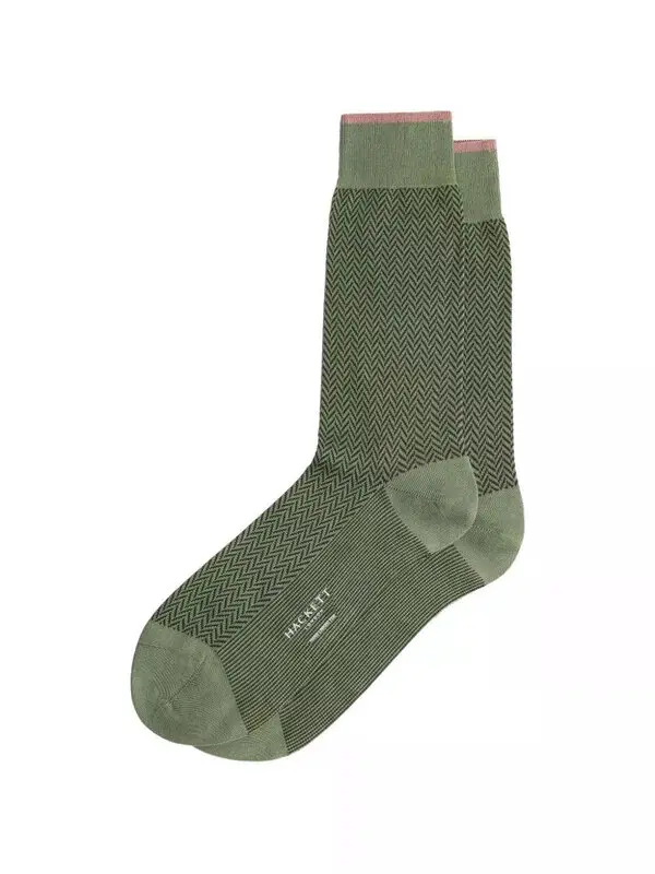 HACKETT LONDON Herringbone-jacquard Cotton Socks