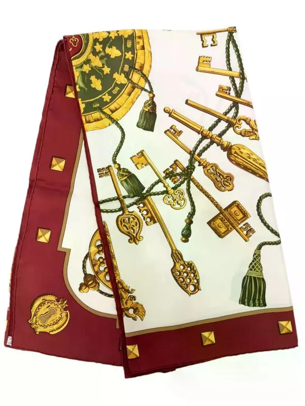 Hermès 2000-2026 Les Cles Silk Scarf 90 Scarves - White