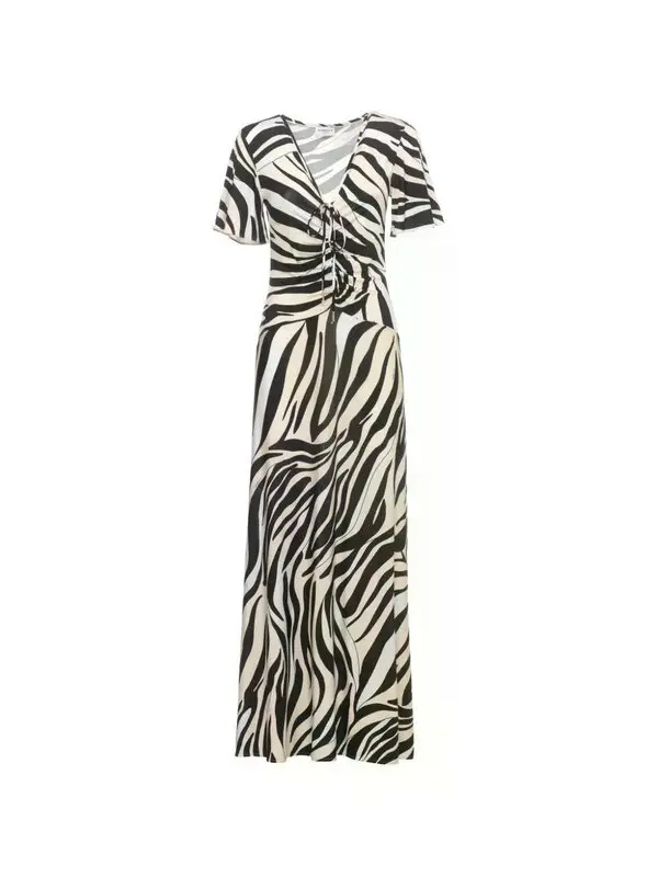 Marella Mlsteca Zebra-print Drawstring Maxi Dress - Black