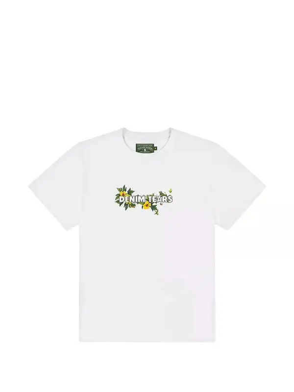 DENIM TEARS Embroidered Floral-logo T-shirt - White