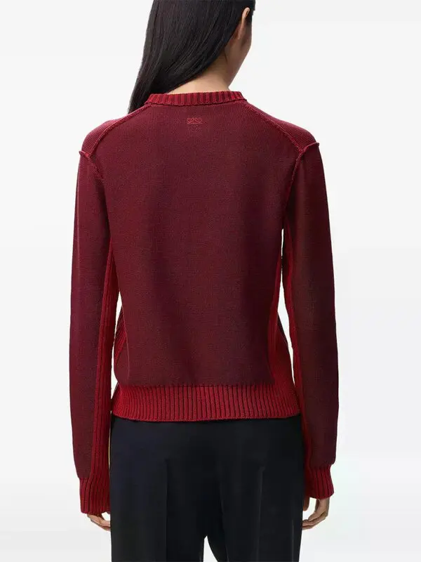 Loewe Anagram Embroidered Ribbed Trim Sweater - Red