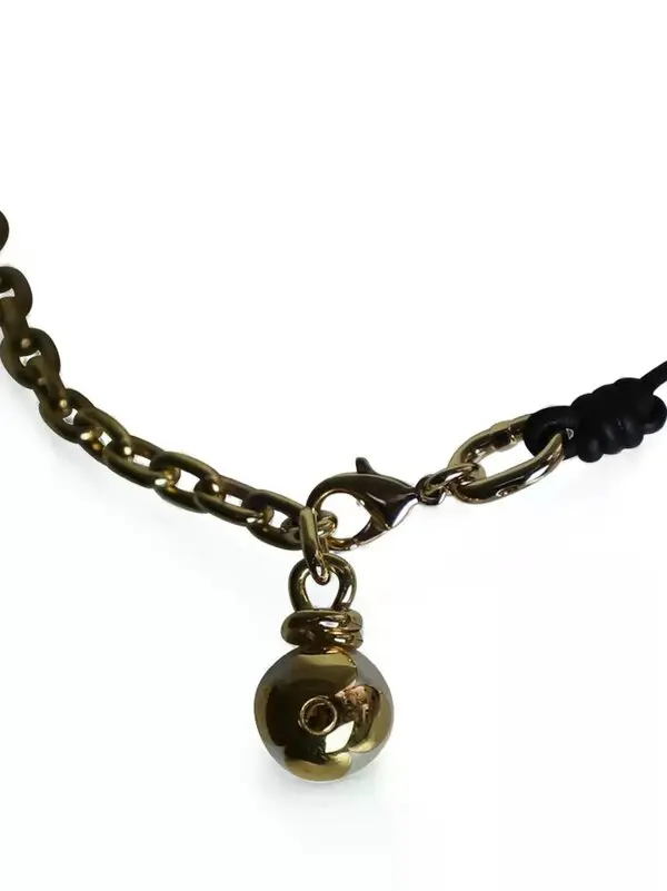 LOUIS VUITTON Tone Flower Motifs Knotted Leather Cord Necklace