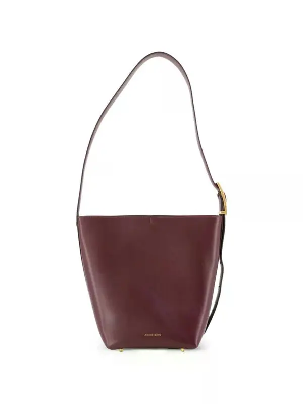 ANINE BING Elly Grained Leather Shoulder Bag - Red