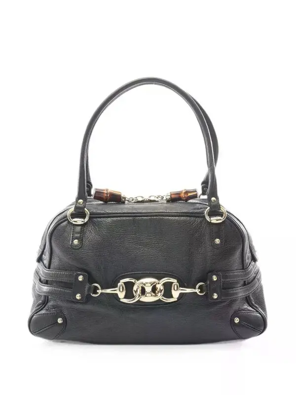 Gucci 2000s Wave Boston Horsebit Tote Bag - Black