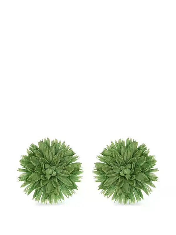 Oscar De La Renta Flower Raffia Earrings - Green