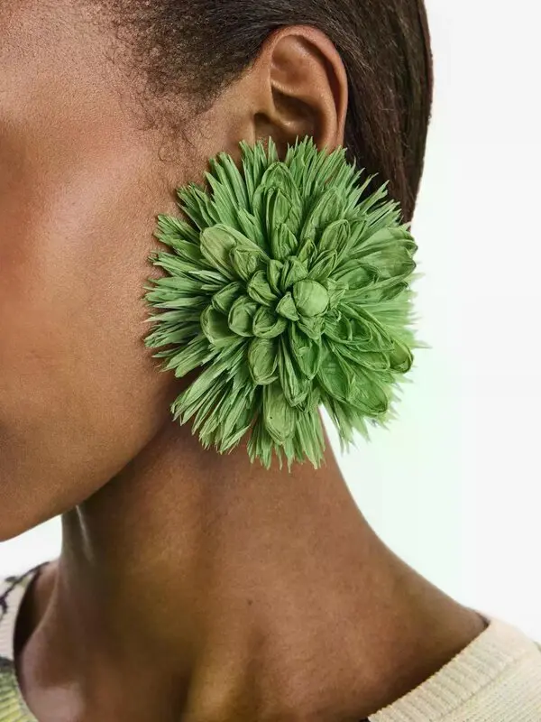 Oscar De La Renta Flower Raffia Earrings