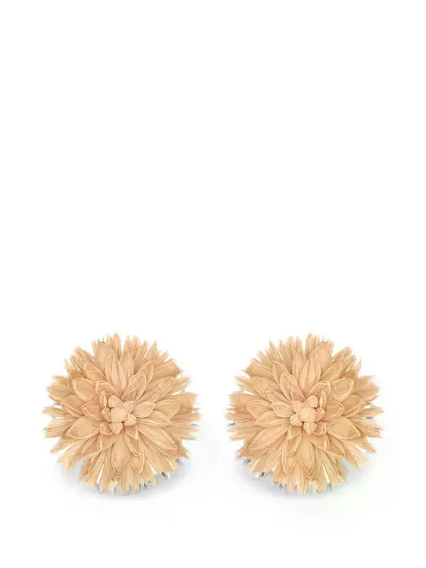 Oscar De La Renta Flower Raffia Earrings - Neutrals