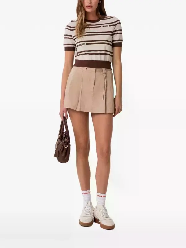 GAELLE PARIS Striped Short-sleeve Sweater
