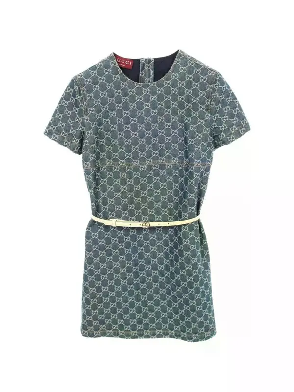 Gucci 2010s Gg-pattern Denim Mini Dress