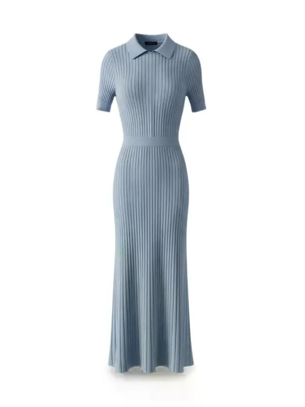 Gabriela Hearst Ribbed-knit Polo-collar Midi Dress