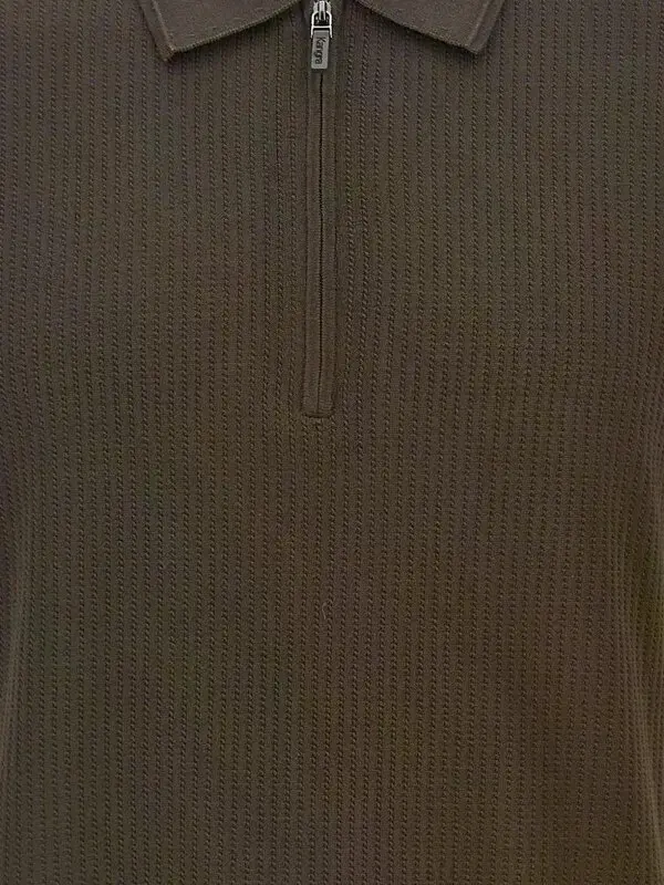 KANGRA Cable-knit Zip-up Polo Shirt