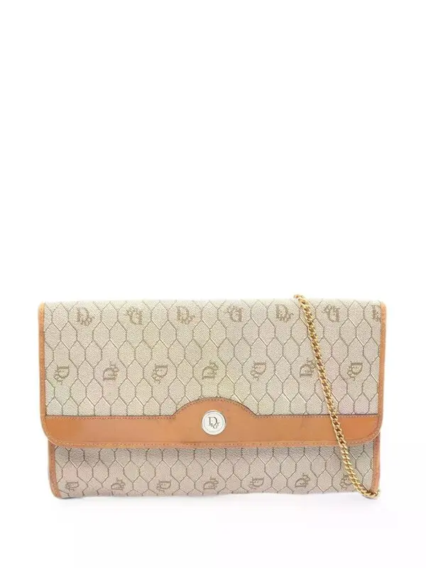 Dior Honeycomb Print Chain Shoulder Bag - Neutrals
