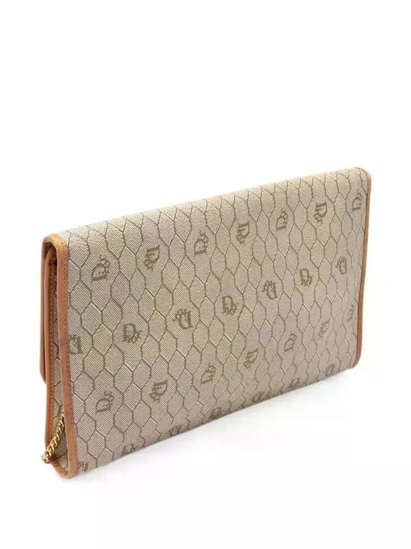 Dior Honeycomb Print Chain Shoulder Bag - Neutrals