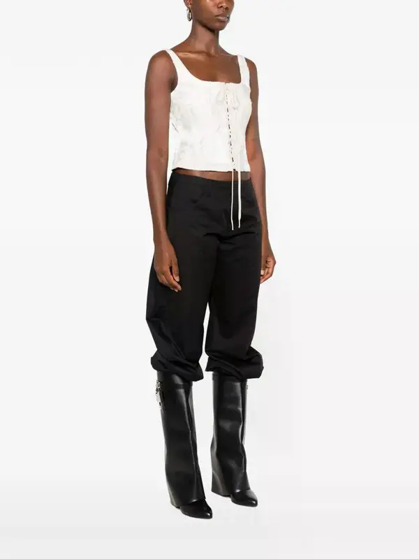 Alexander McQueen Lace-up Floral-jacquard Top