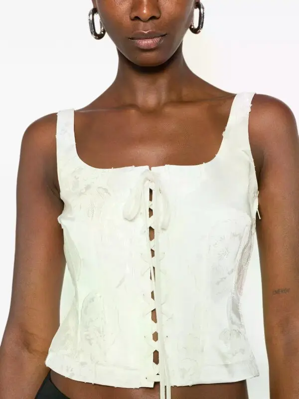 Alexander McQueen Lace-up Floral-jacquard Top