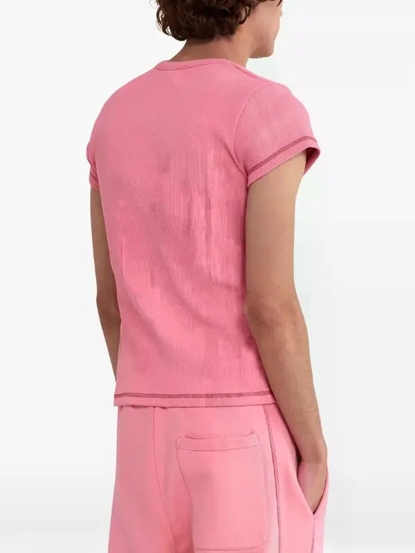 SANDERLAK Ribbed-knit Contrast-stitch T-shirt