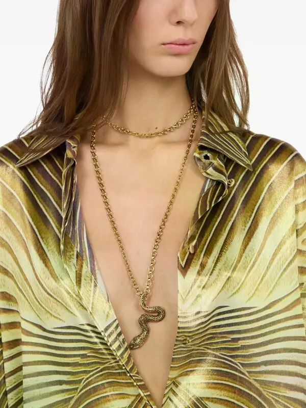 Roberto Cavalli Tone Snake Pendant Chain Necklace