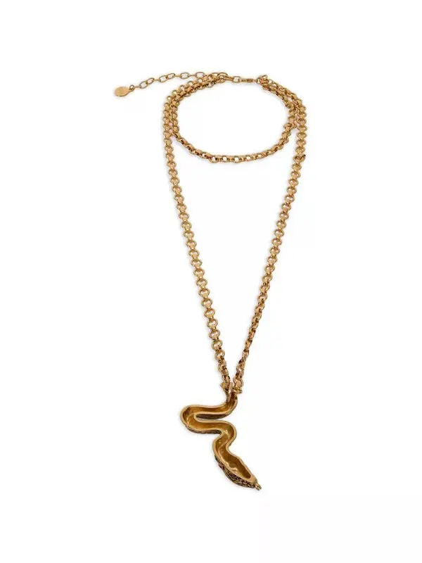 Roberto Cavalli Tone Snake Pendant Chain Necklace