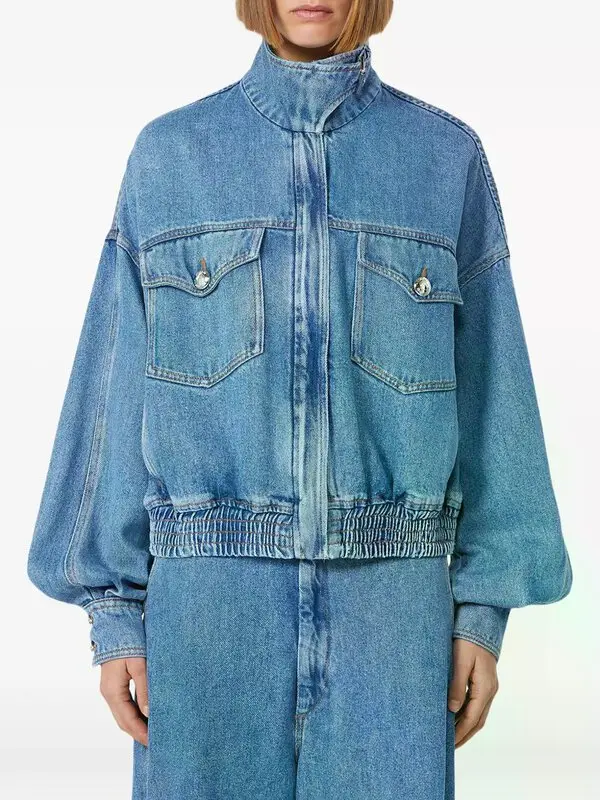 Sportmax Denim Jacket With High Neck And Elasticated Waist