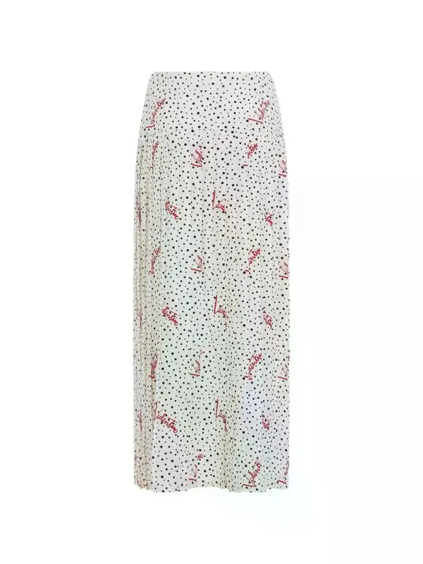 Valentino Garavani Polka-dot Logo-print Maxi Skirt - Neutrals