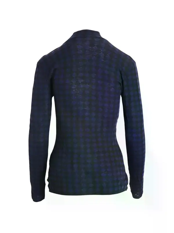 Balmain Studded-shoulder Diamond-print High-neck Top - Blue