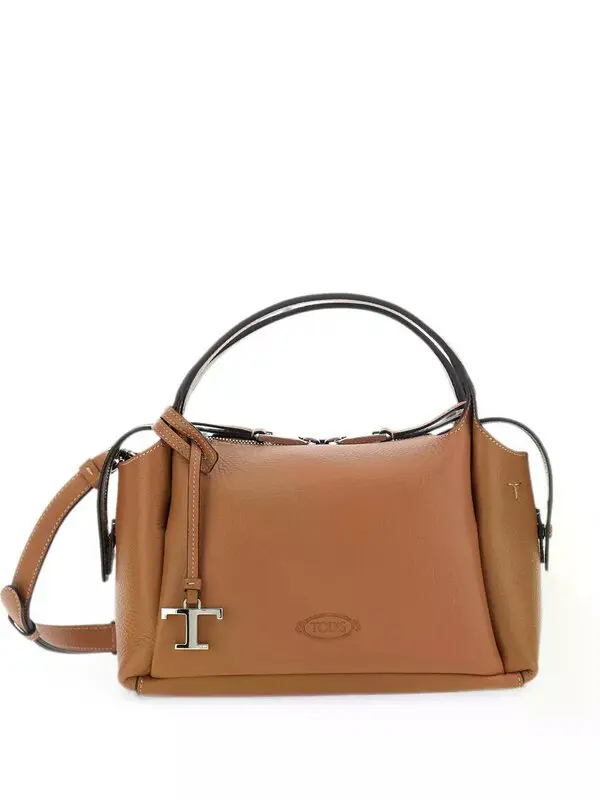 TOD'S T Timeless Pebbled Handbag - Brown
