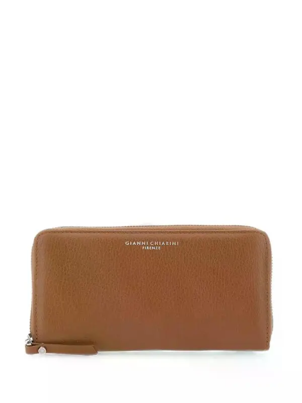 GIANNI CHIARINI Pebbled-leather Zip-around Wallet - Brown