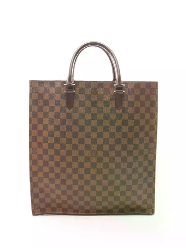 LOUIS VUITTON 2005 Large Damier Ebene Sac Plat Tote Bag - Brown