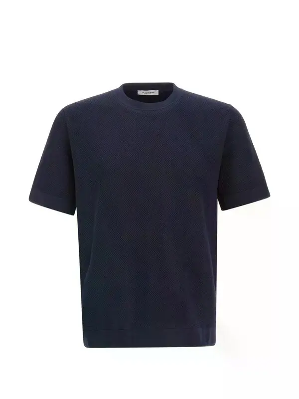 KANGRA Bubble-stitch Short-sleeve Sweater - Blue