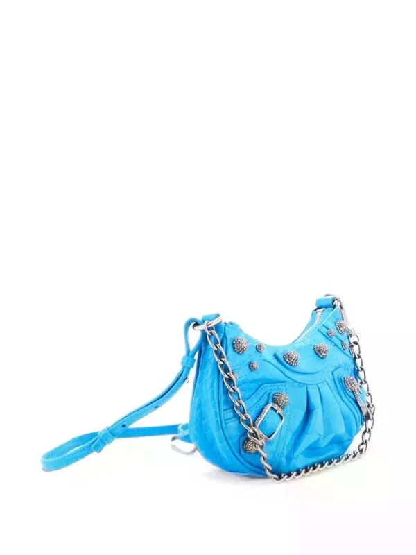 Balenciaga Le Cagole Shoulder Bag Leather With Crystals - Blue