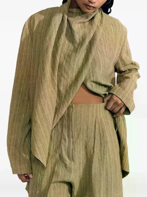 CORTANA Camila Linen Pinstriped Trousers