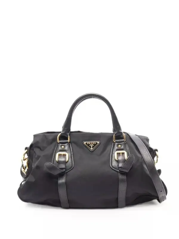 Prada 2010s Tessuto Buckle-detail Tote Bag - Black