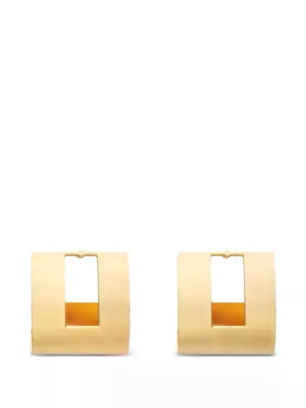 Elisabetta Franchi Curved Logo Earrings - Gold