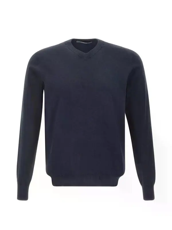 PEOPLE OF SHIBUYA Semi Brighton V-neck Knit - Blue