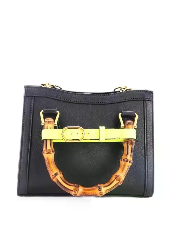 Gucci Diana Nm Bamboo Handle Tote Leather Mini Crossbody Bag - Black