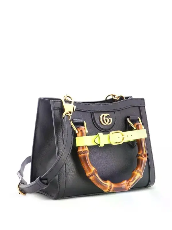 Gucci Diana Nm Bamboo Handle Tote Leather Mini Crossbody Bag - Black