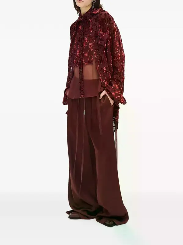ANN DEMEULEMEESTER Satin Wide-leg Drawstring Trousers