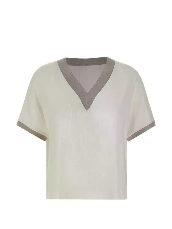GRAN SASSO Micro-ribbed V-neck Sweater - Neutrals